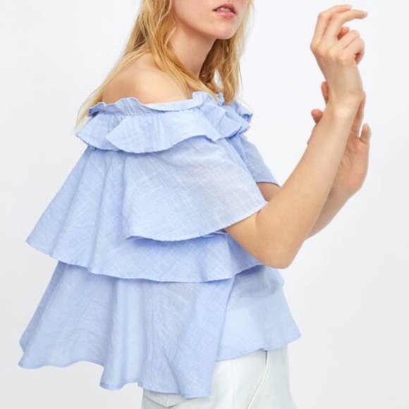 Zara | Tops | Zara Ruffled Top Off Shoulder | Poshmark